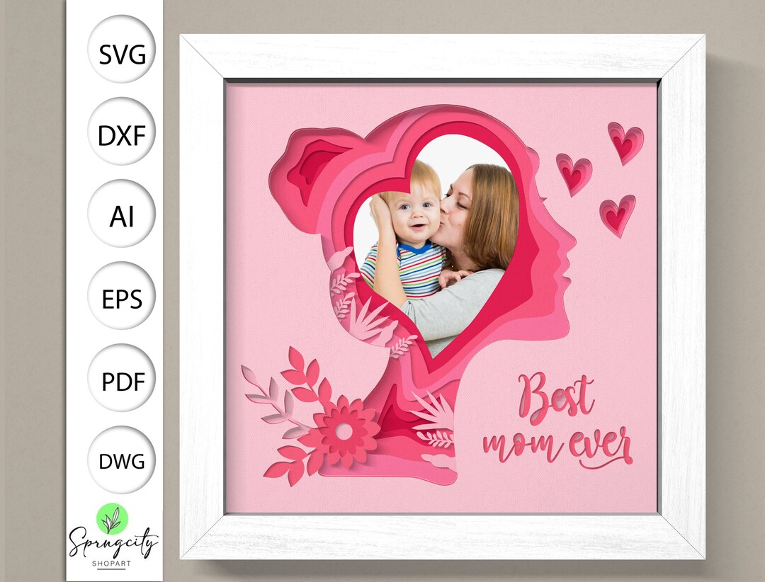3D Mother Day Shadow Box Svg ,mom and Son 3D Svg ,mother 3D Box Svg ...