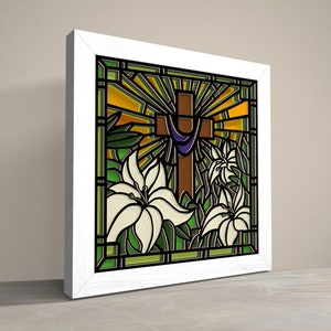 3D Shadow Box Cross Stained Glass Svg ,cross 3D Box Svg,stained Glass ...