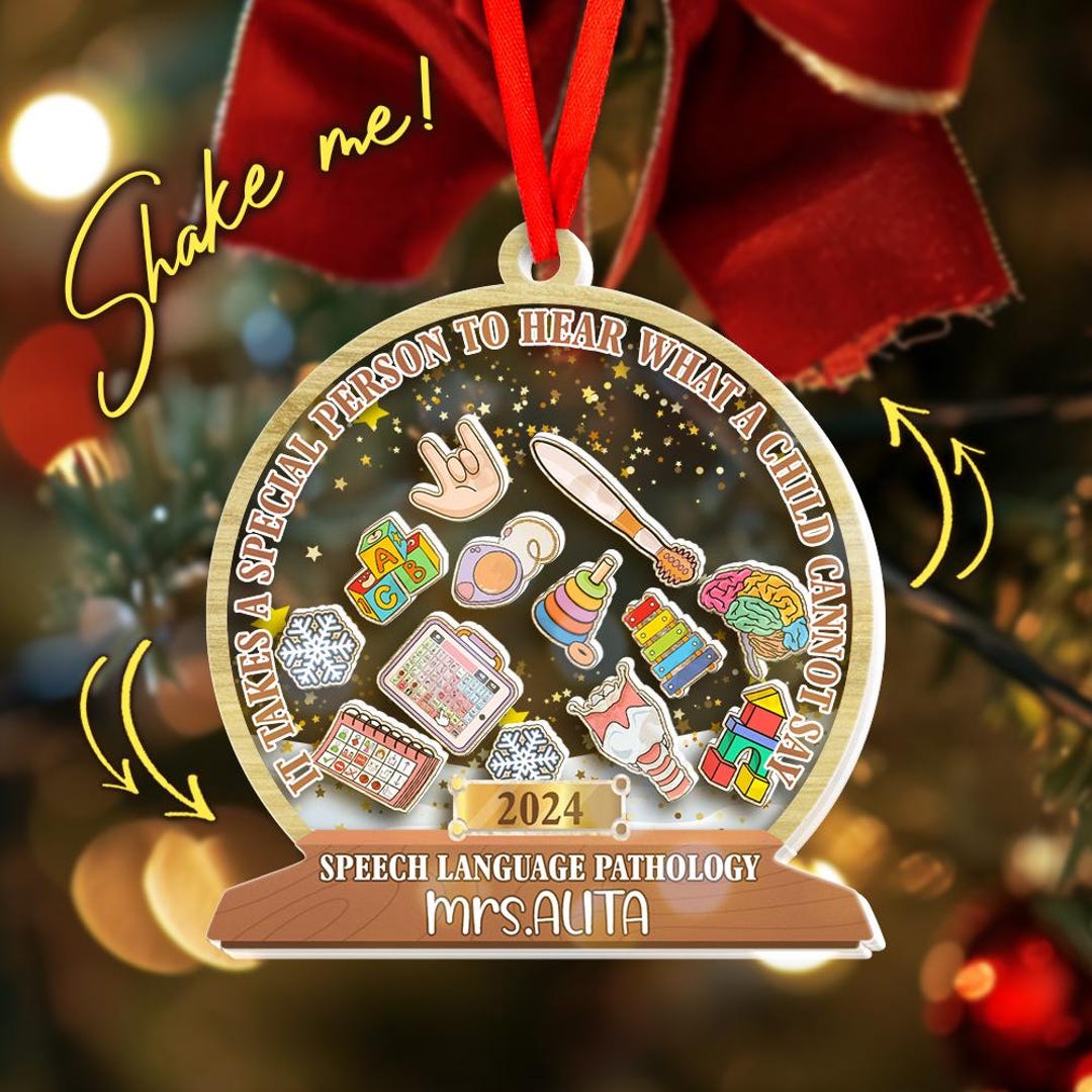SLP Teacher Christmas Shaker Ornament, Speech Therapist Ornament, SLP ...