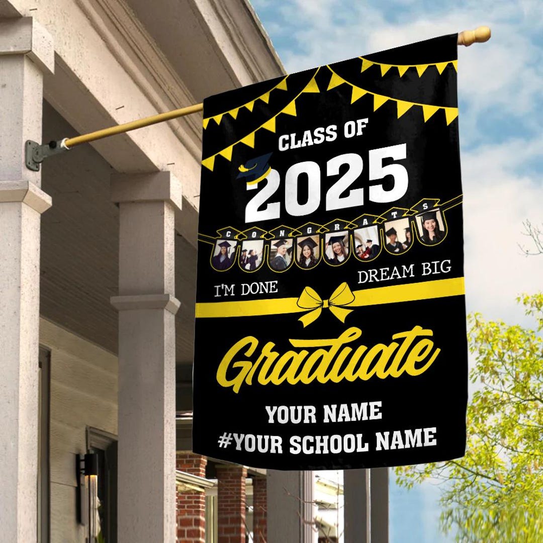 CUSTOM YOUR PHOTO Graduation Garden Flag, Personalized Graduation Flag ...
