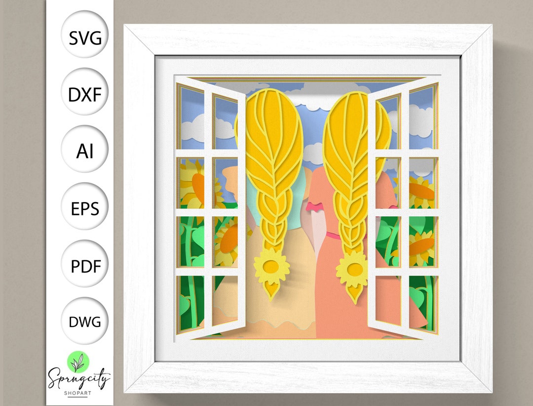 Spring 3D Shadow Box Svg, 3D Spring Girl Svg , Spring Flower Light Box ...
