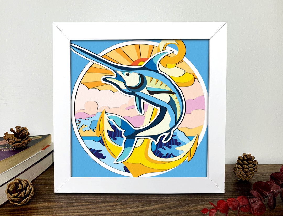 Swordfish Shadow Box 3D Svg, Swordfish 3D Svg ,swordfish 3D Box Svg ...
