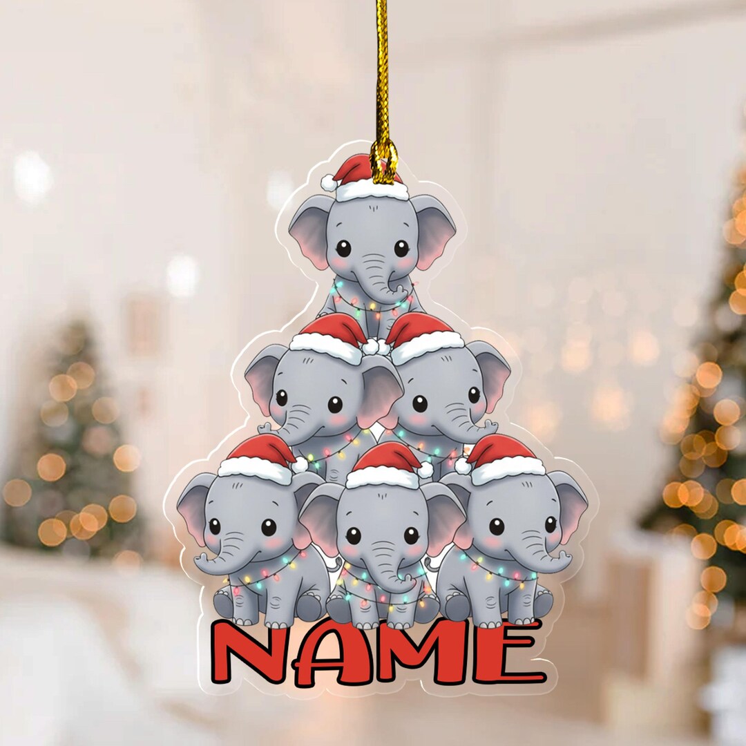 Funny Elephant Christmas Tree Decor Ornament, Wildlife Holiday Tree ...