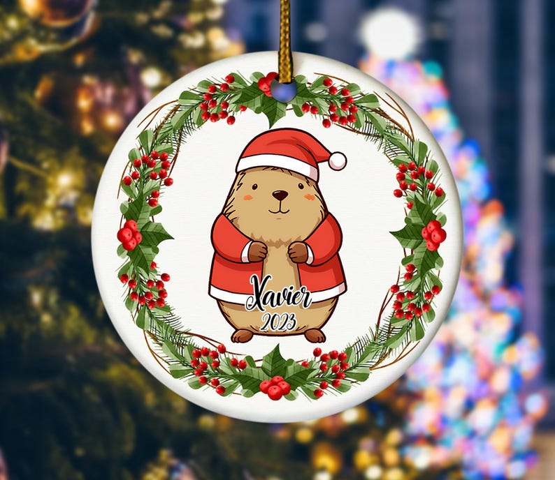 Capybara Christmas Ornament, Personalized Capybara Ornament, Capybara ...