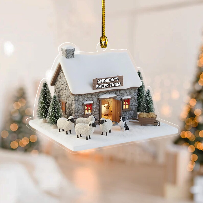 Personalized Sheep Farm 2D Flat Acrylic/wood Ornament, Christmas Tree ...