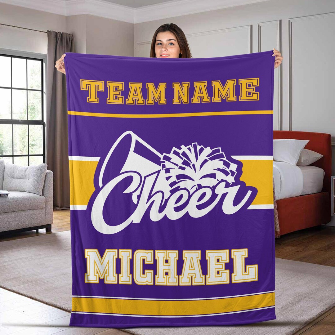 Personalized Cheerleading Blanket,cheer Pompoms Soft Cozy Sherpa Fleece ...