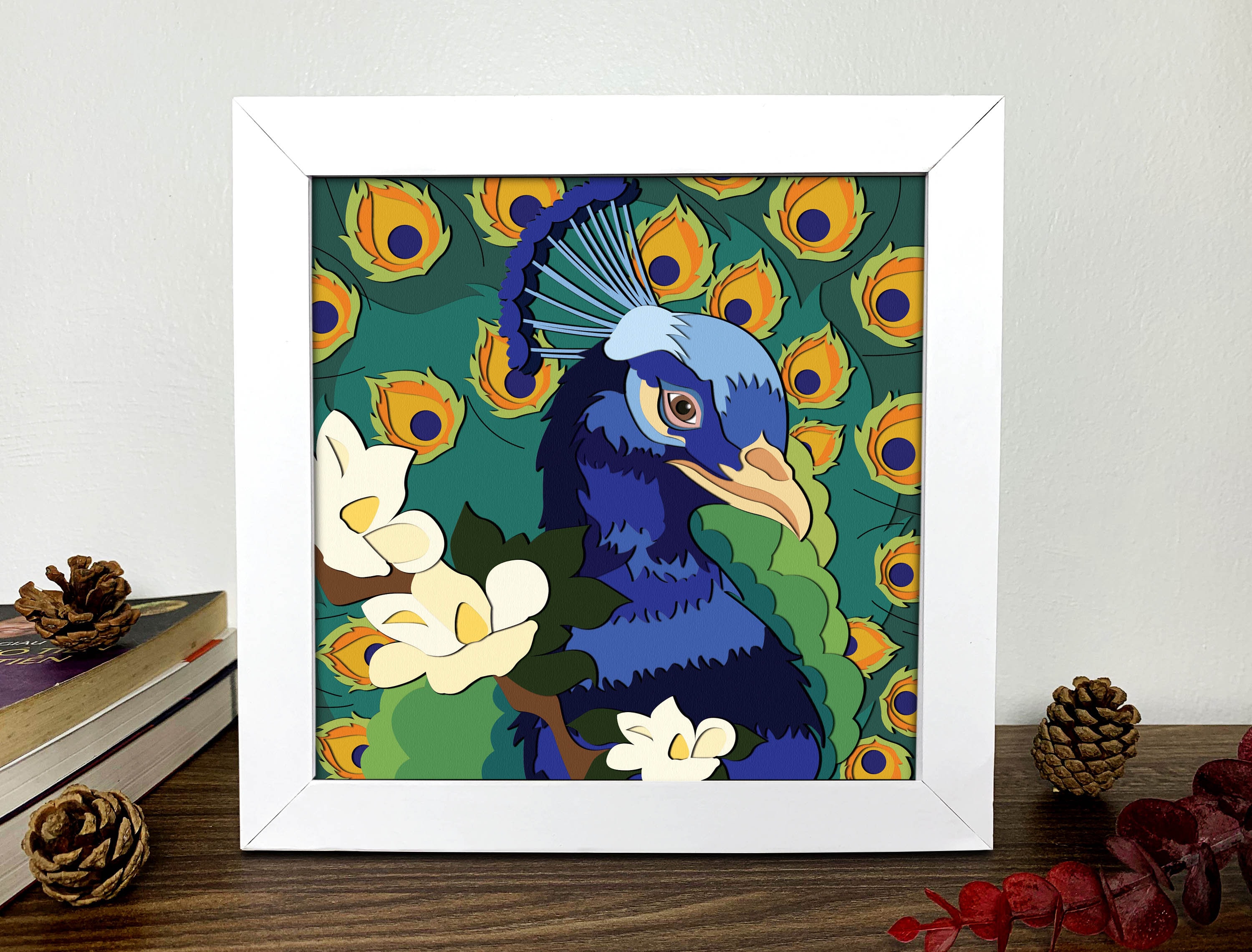 Peacocks Shadow Box 3D Svg, Peacocks 3D Svg ,peacocks 3D Box Svg ...