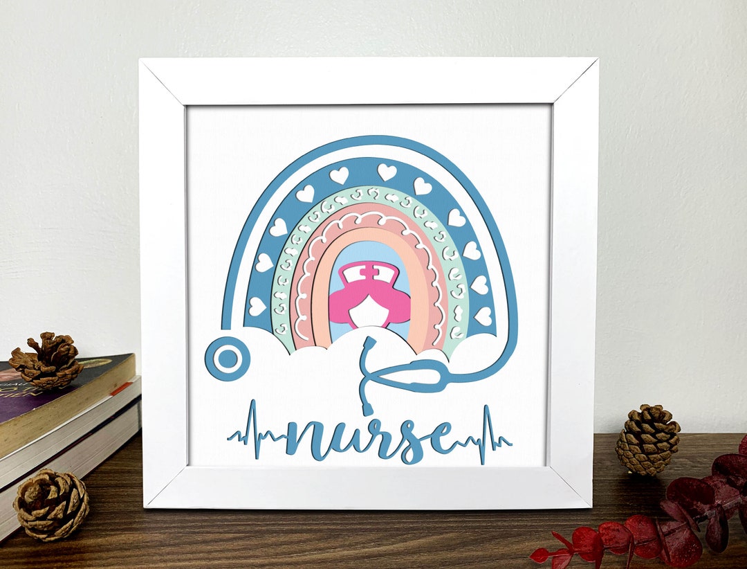 Nurse Shadow Box 3D Svg,nursing Svg,nursing Gift Svg,nurse 3D Light Box ...