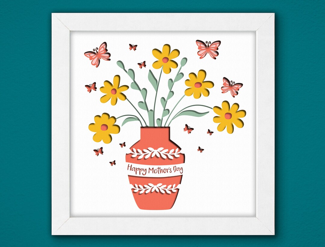 Mother Shadow Box 3D Svg,flower Vase Svg,gift for Mom Svg,mother Day ...