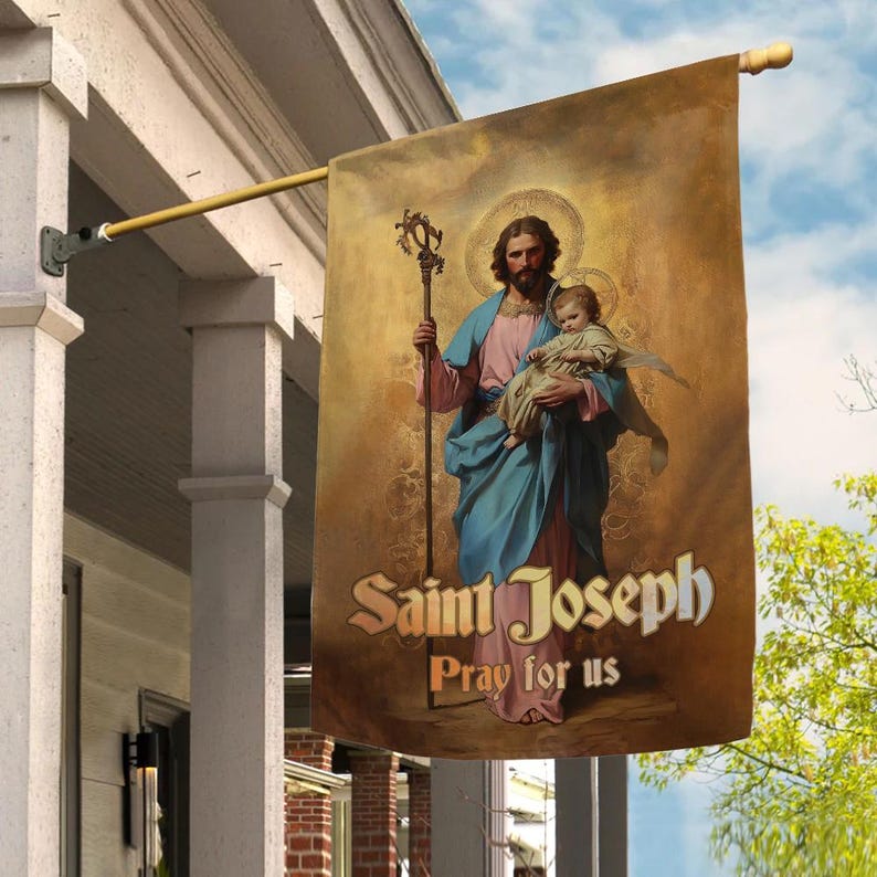 St Joseph Prayer Yard Flag, Catholic Garden Flag, St Joseph Gift ...