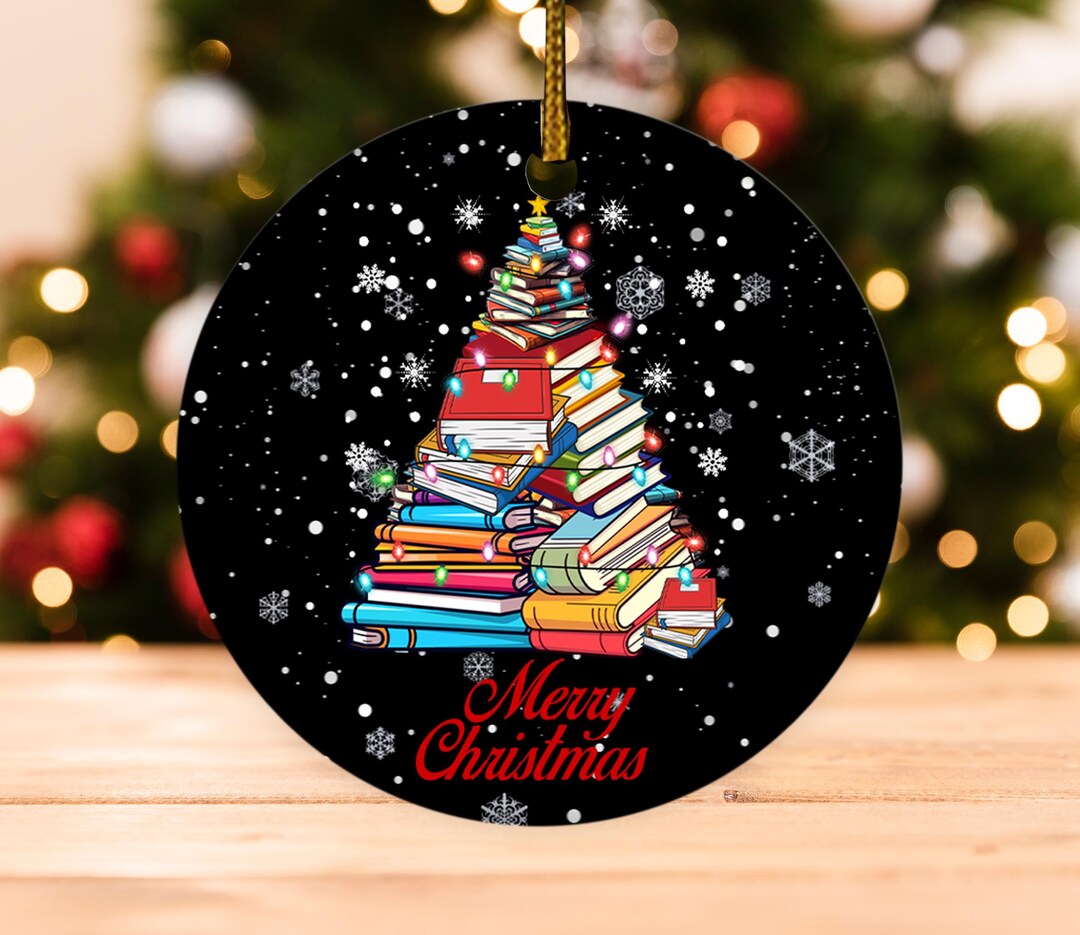 Personalized Books Christmas Tree Ornament, Xmas Librarian Ornament ...