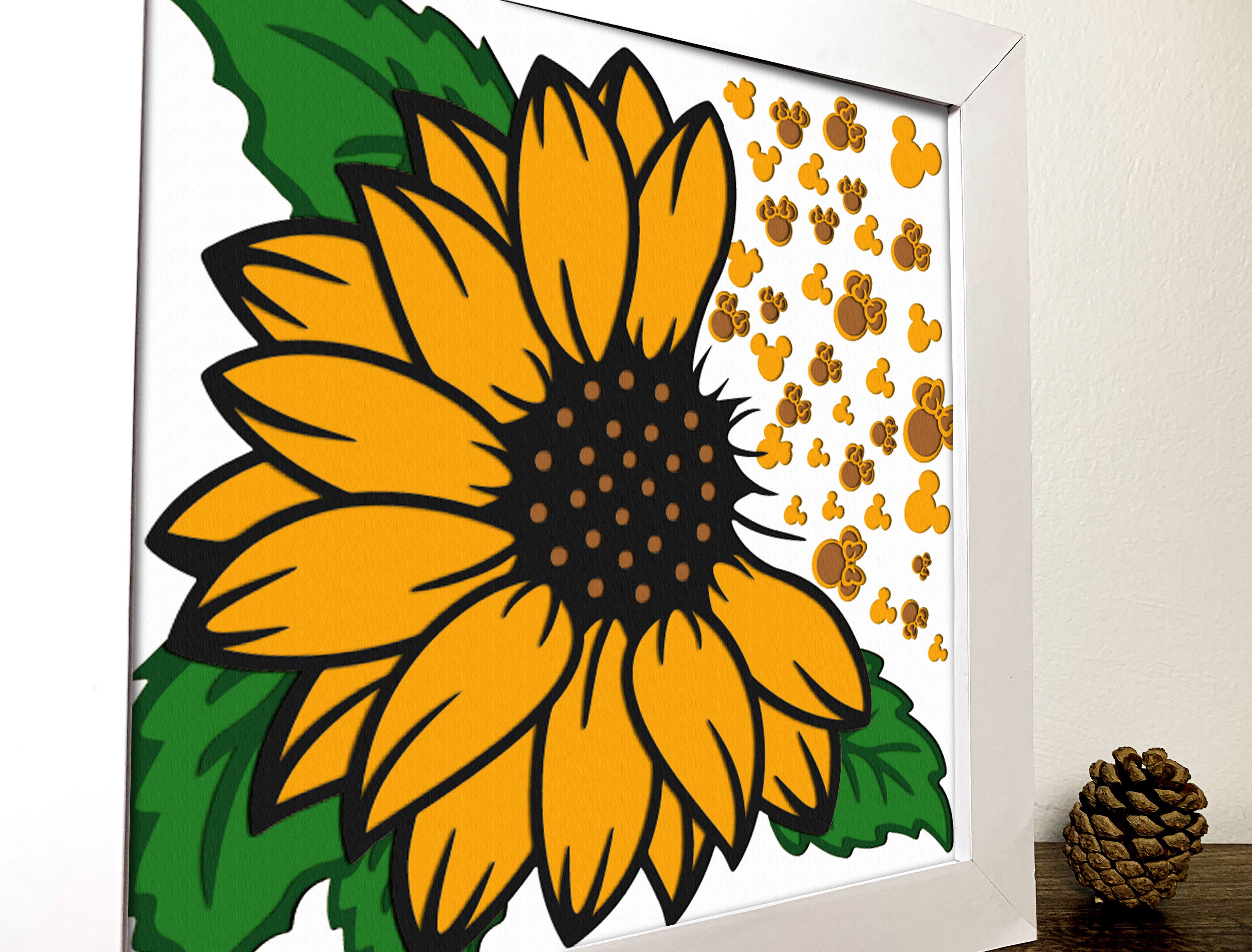 Sunflower Shadow Box Svgsunflower SVG Flower 3D Svg flower - Etsy