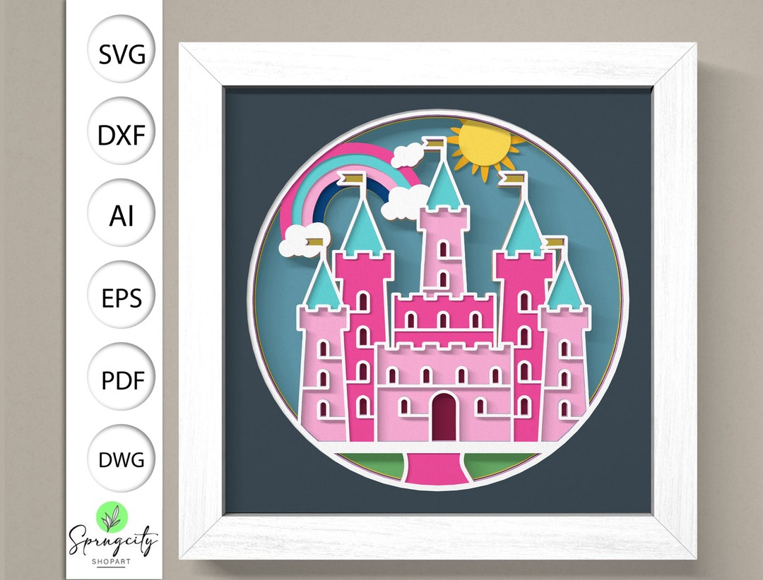 3D Castle Shadow Box SVG, Castle 3D Svg, Castle 3D Box Paper Cut, Kids ...