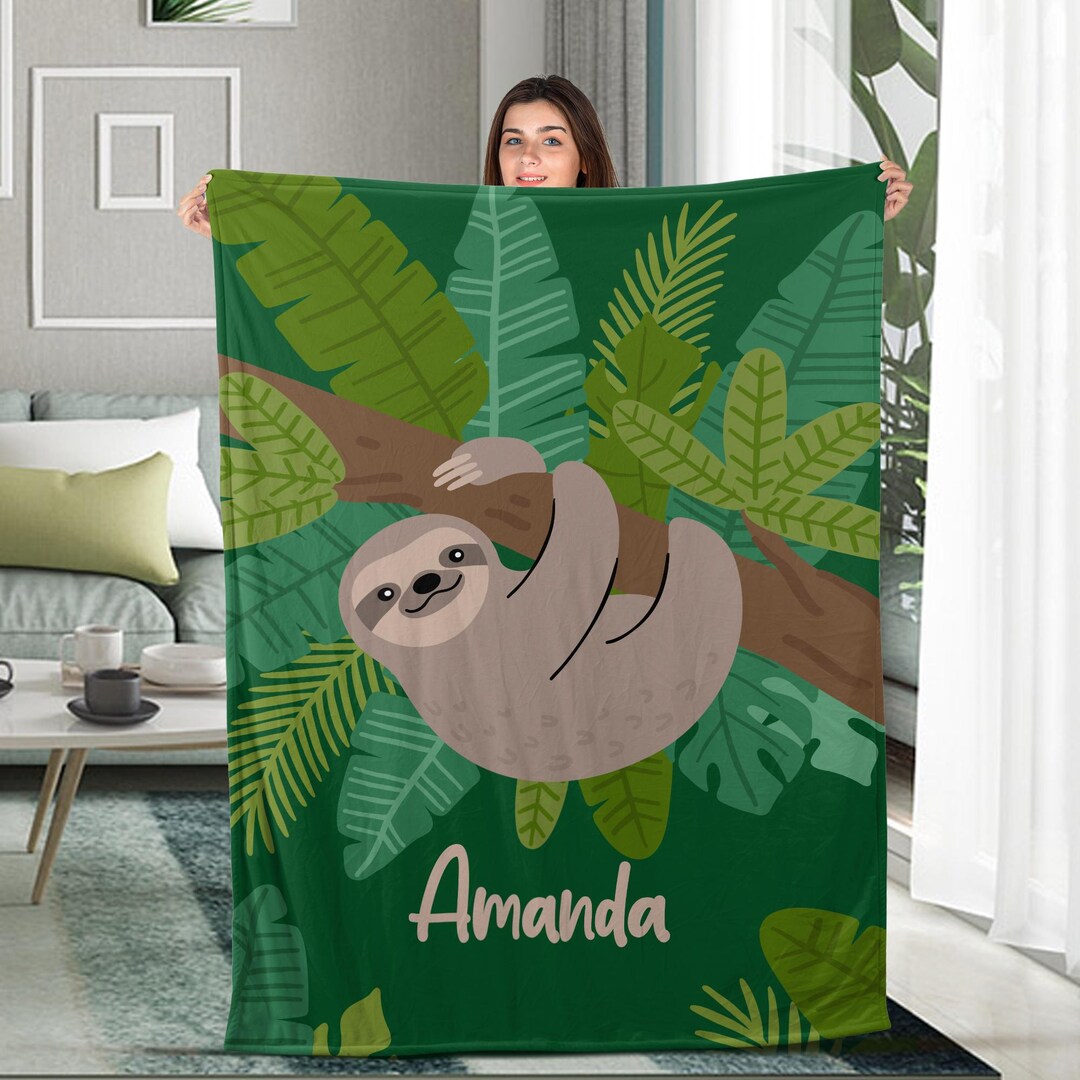 Personalized Sloth Blanket, Funny Sloths Blanket, Custom Name Velvet ...