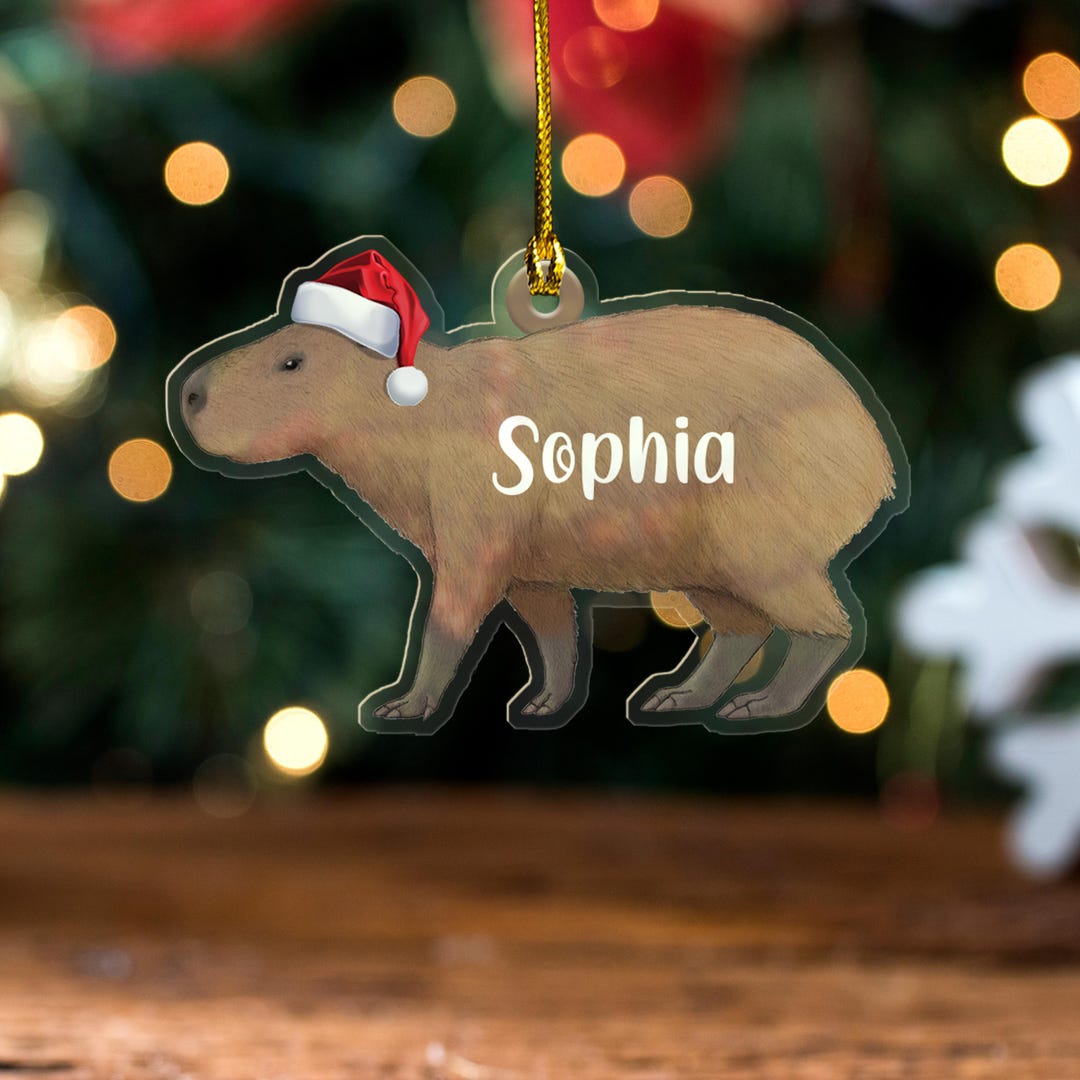 Capybara Xmas Acrylic Ornament,capybara Ornament,custom Capybara ...
