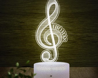 Treble Clef Led Night Light Musician Gift Music Lover Gift Gift for ...