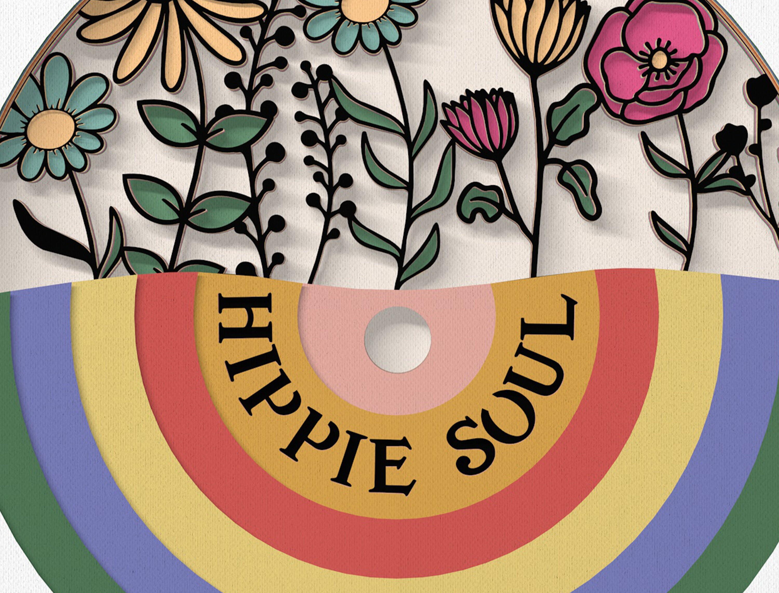 3D Hippie Soul Shadow Box Svg ,hippie 3D Paper Cut Light Box ,retro 3D ...