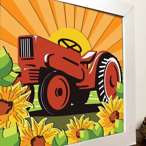 Tractor Shadow Box 3D Svg,tractor Flower 3D Svg ,tractor 3D Box Svg ...