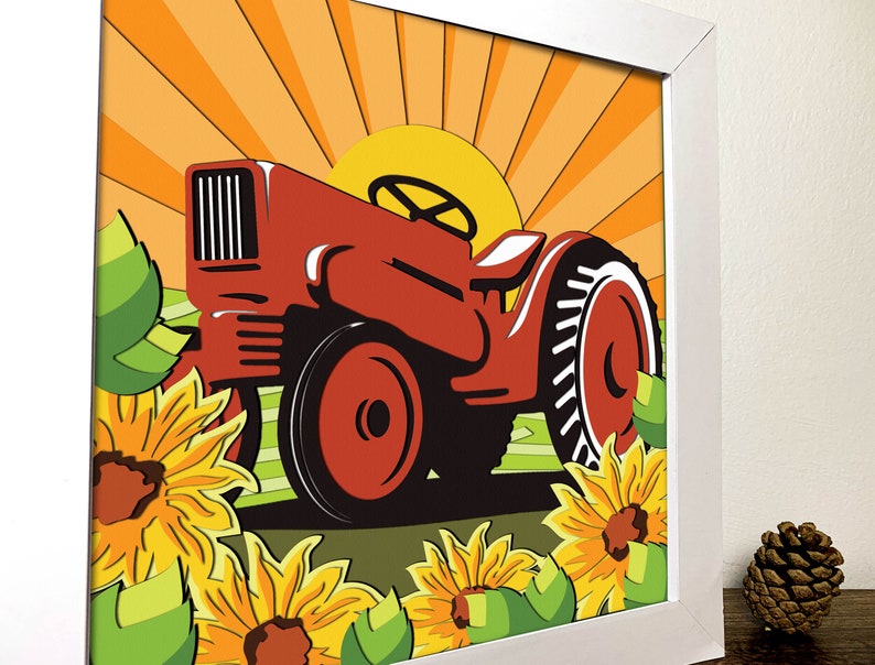 Tractor Shadow Box 3D Svgtractor Flower 3D Svg tractor 3D - Etsy