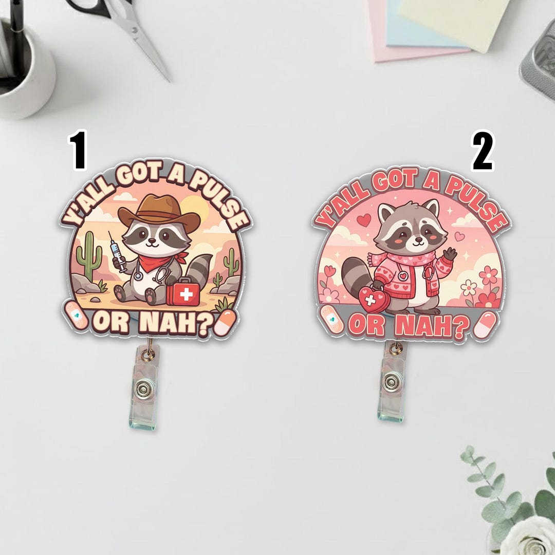Nurse Badge Buddy Western Raccoon Nurse ID Clip Nurse Meme Dark Humor ...