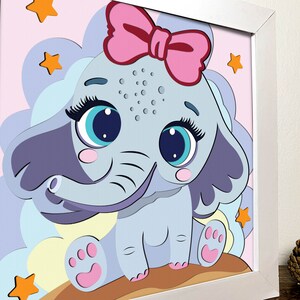Baby Elephant Shadow Box 3D Svg, Baby Elephant 3D ,cute Blephant 3D Box ...