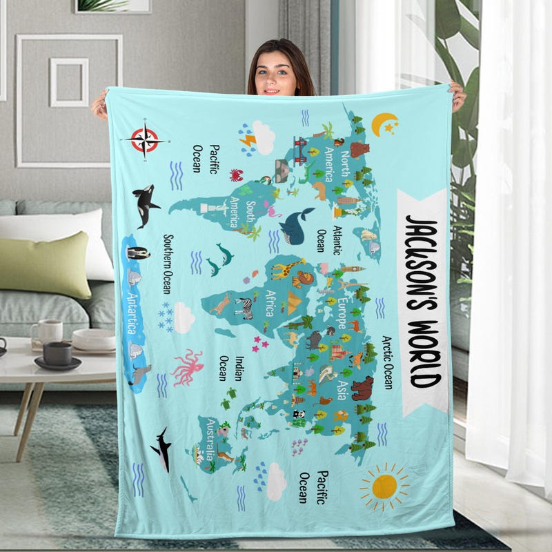 World Map Bedding - Etsy