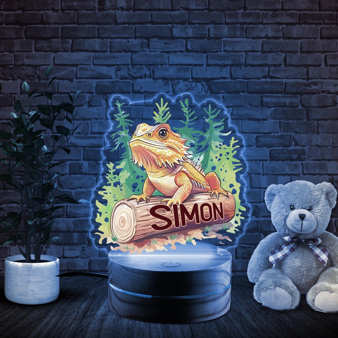 Personalized Bearded Dragon Night Light, Bearded Dragon Gift, Bearded ...