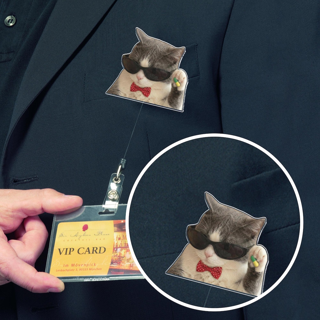 Cat Meme Retractable Badge Reel, Meme ID Clip, Nurse ID Holder, Funny ...