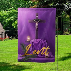 Lent House Banner Garden Flags, Catholic Lenten Banners, Ash Wednesday ...