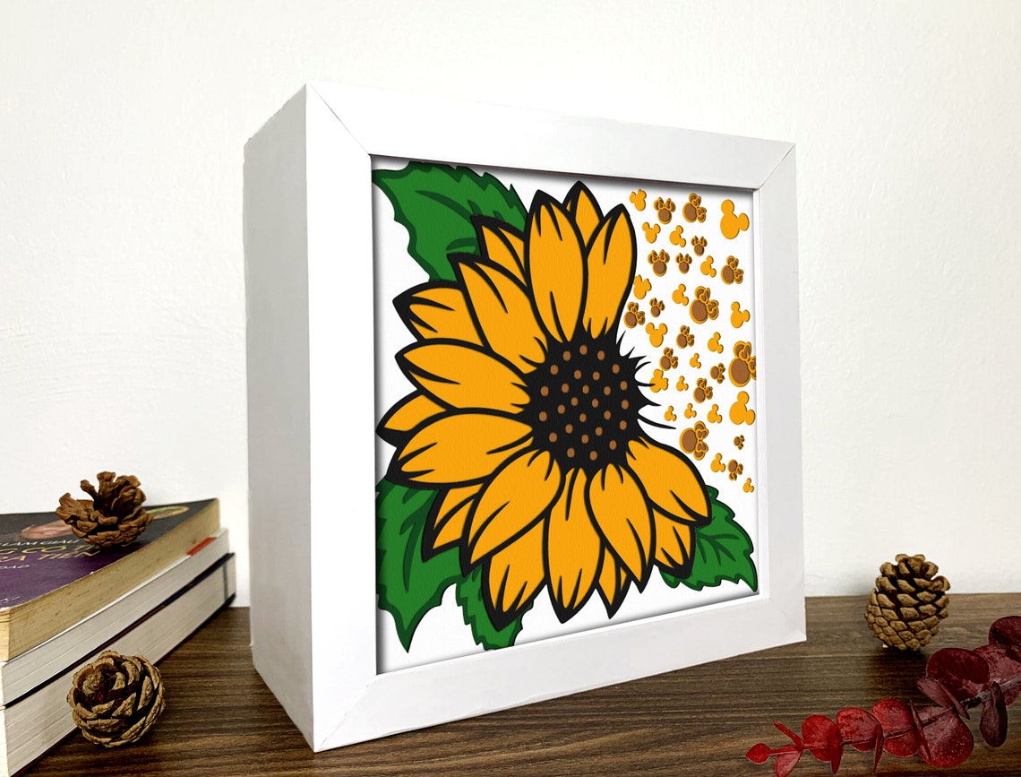 Sunflower Shadow Box Svgsunflower SVG Flower 3D Svg flower - Etsy