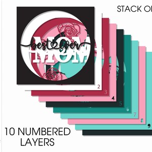 3D Mother SVG , 3D Best Mom Ever Svg , Mother's Shadowbox Svg, Rose ...