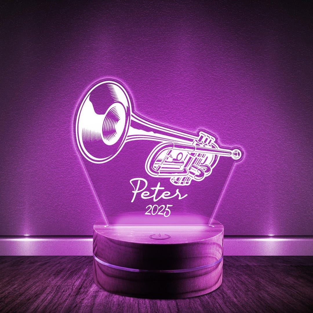 Personalized Musical Instruments Night Light, Trumpet LED Night Light ...