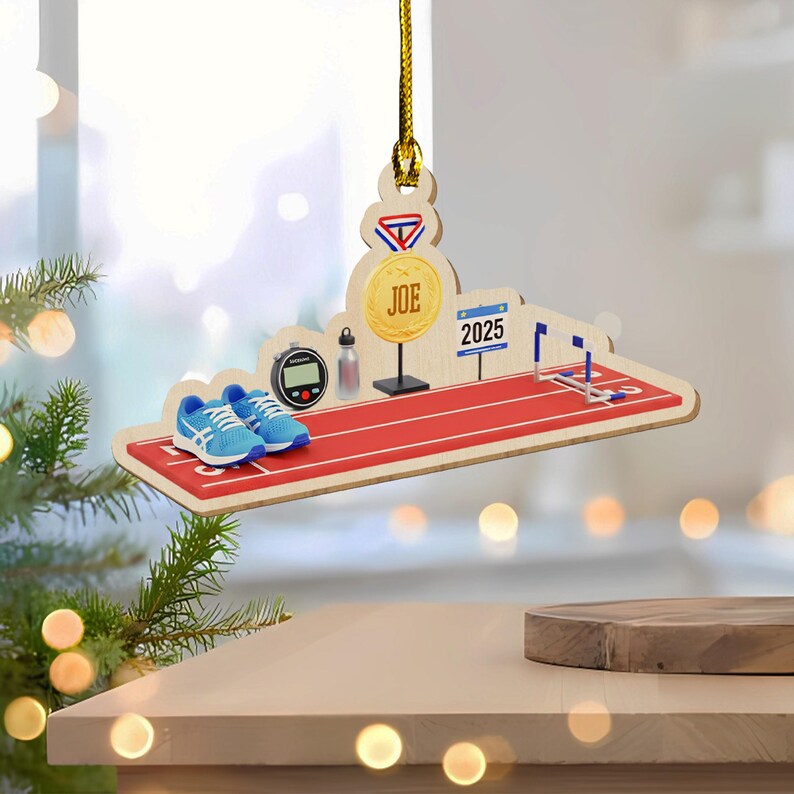 Track and Field Ornament, Custom Name Sports Gift, Runner Christmas ...