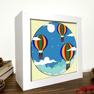 Hot Air Balloon Shadow Box 3D Svg ,hot Air Balloon Light Box Svg ,hot ...