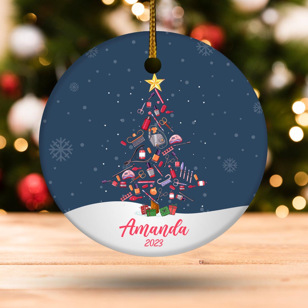 Custom Nail Polish Christmas Tree Ornament, Christmas Nail Tech ...