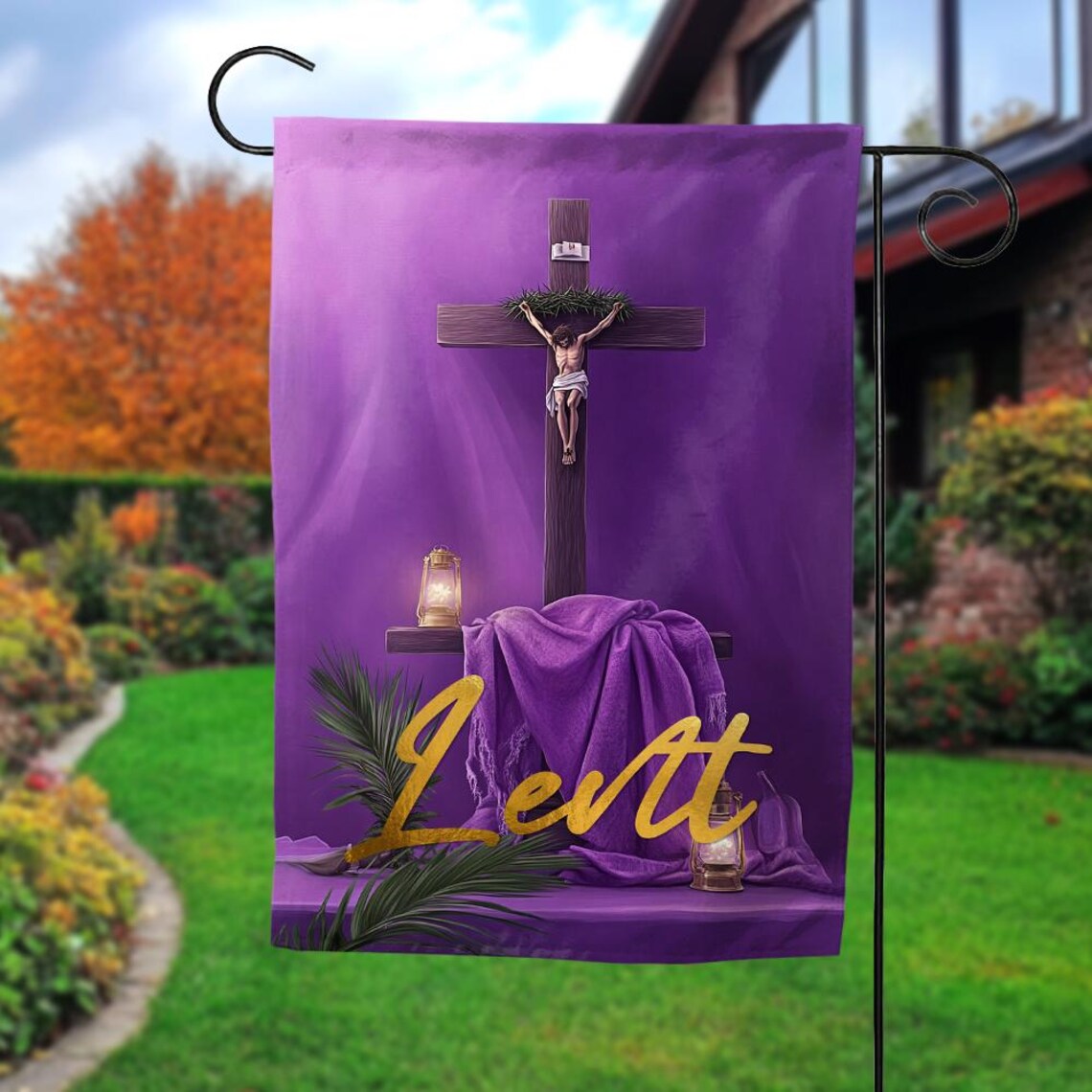 Lent House Banner Garden Flags, Catholic Lenten Banners, Ash Wednesday ...