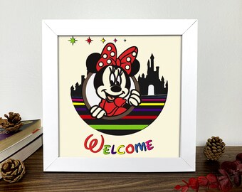 Mickey and Minnie Castle 3D Light Box SVG - Etsy