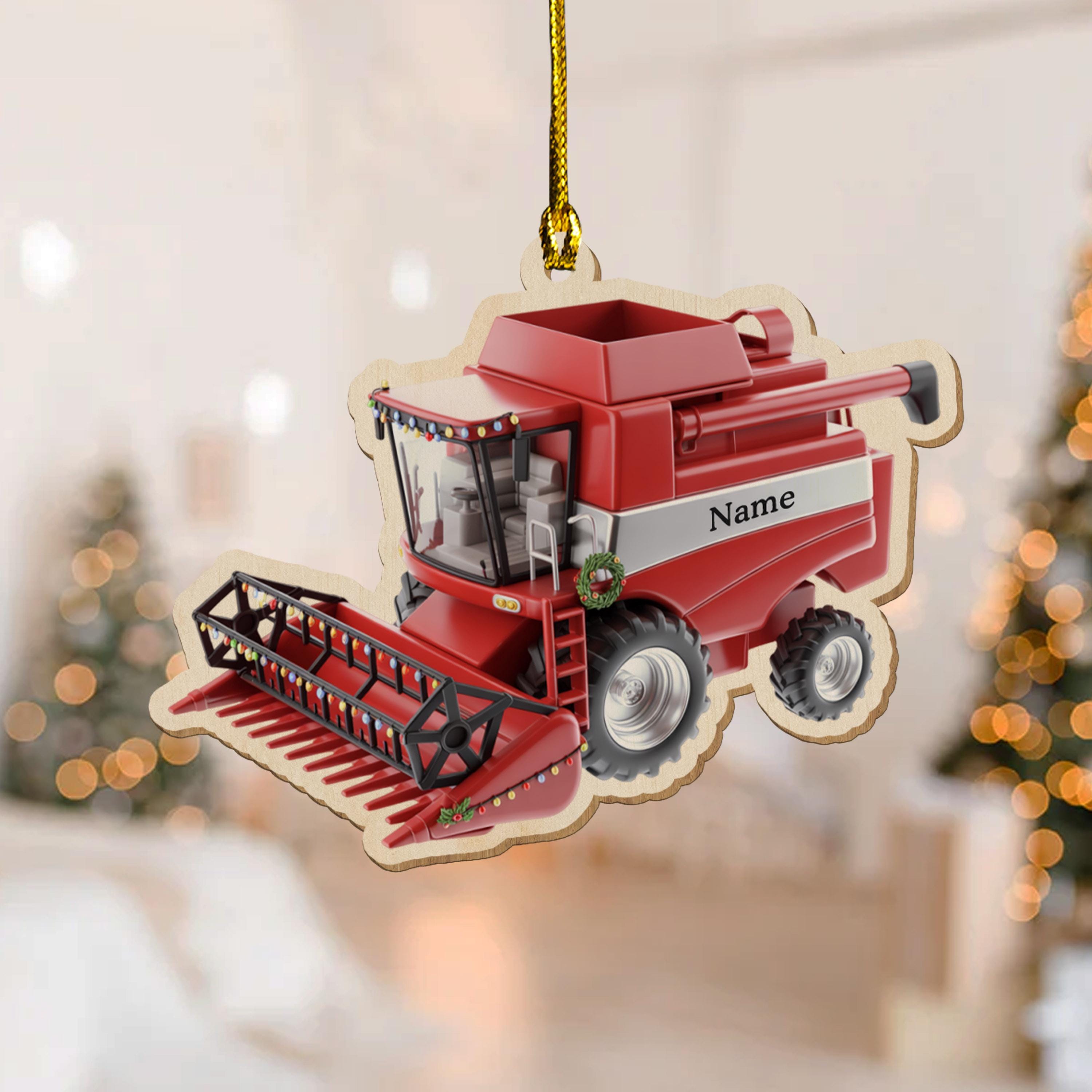 Personalized Combine Harvester 2D FLAT Christmas Ornament, Tractor ...