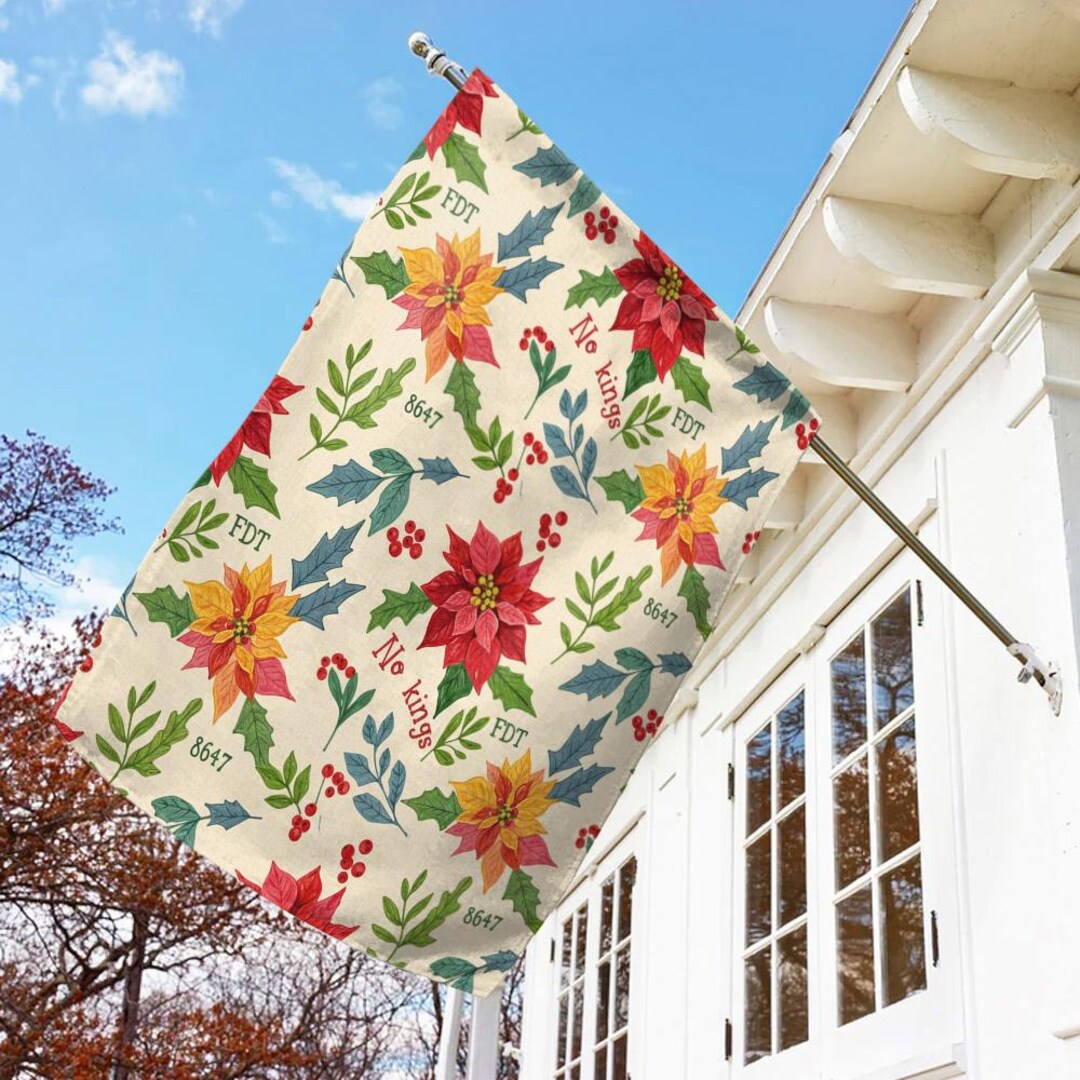 Boho Floral Christmas Garden Flag, Subtle Anti DT Holiday Yard Flag ...