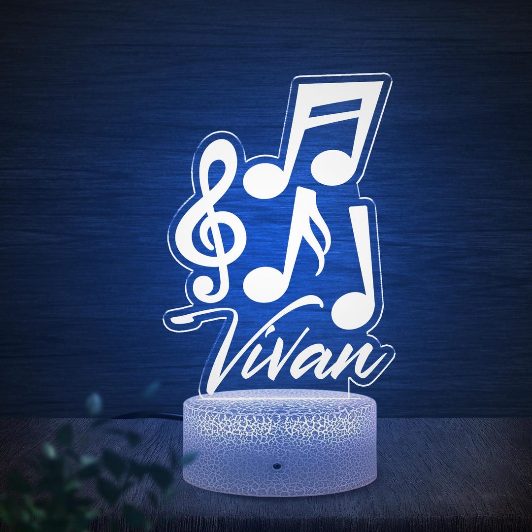 Music Notes Night Light, Personalized Free, LED Night Lamp, With Remote ...