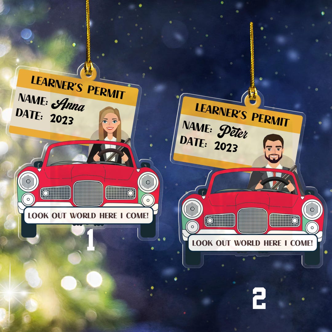 Personalized Driver Learner's Permit Wood Acrylic Ornament, Custom New ...