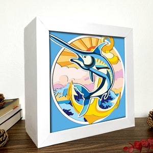 Swordfish Shadow Box 3D Svg, Swordfish 3D Svg ,swordfish 3D Box Svg ...