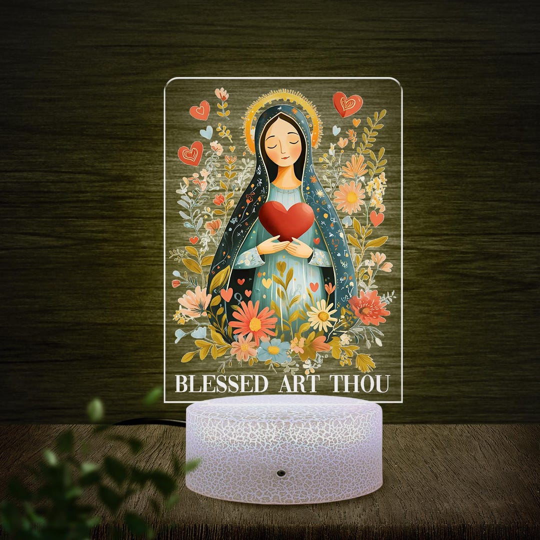 Light up Virgin Mary, Personalized Gift, 16 Color LED Night Light Lamp ...