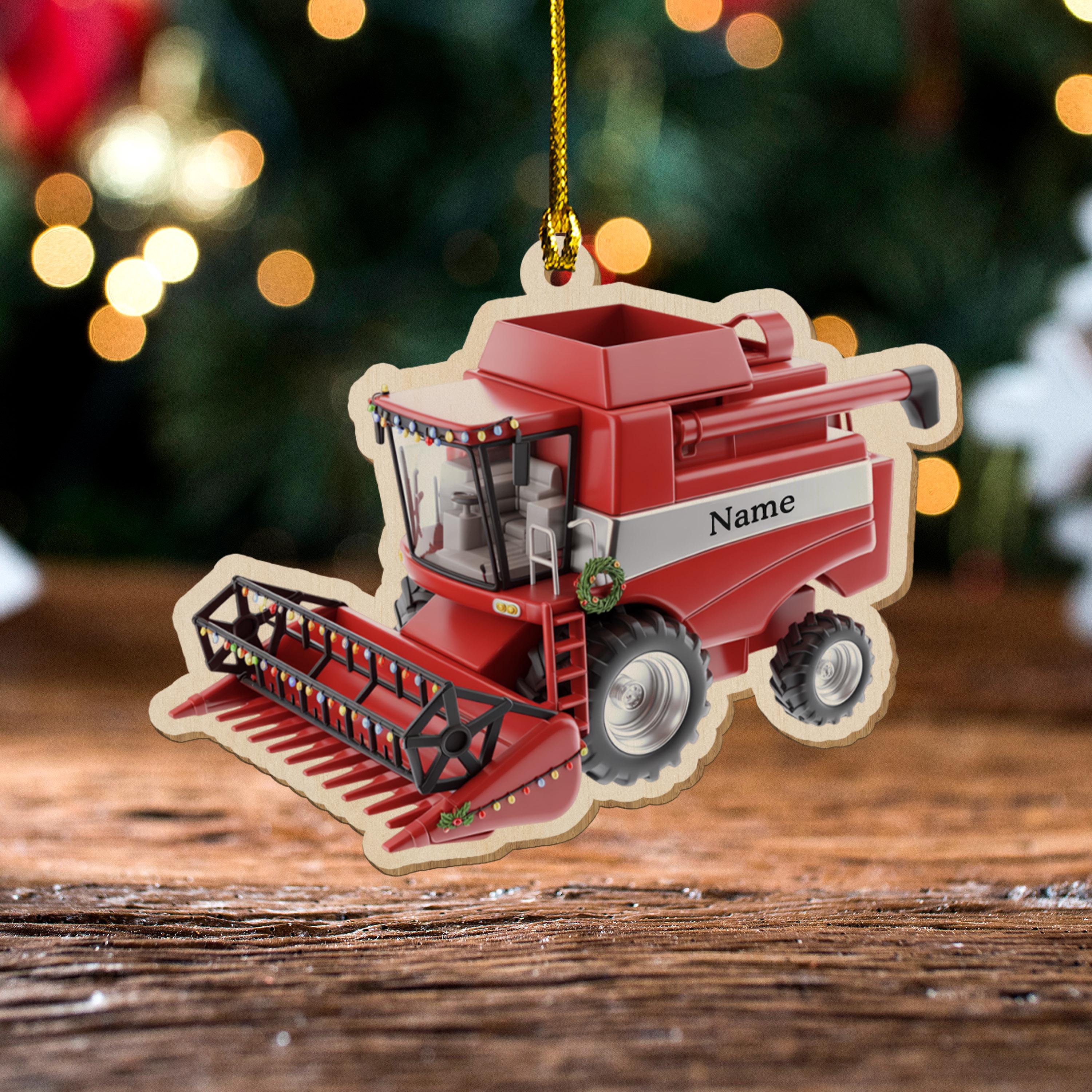 Personalized Combine Harvester 2D FLAT Christmas Ornament, Tractor ...