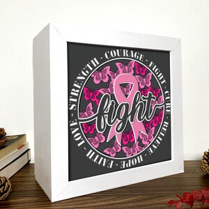 Fight Shadow Box 3D Svg,breast Cancer Day Light Box Svg,breast Cancer ...