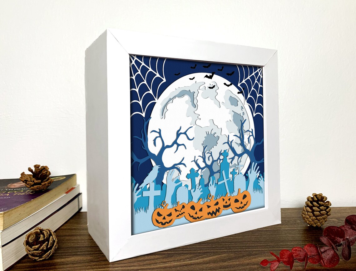 Halloween Shadow Box halloween 3D Svg Halloween Svgzombie - Etsy