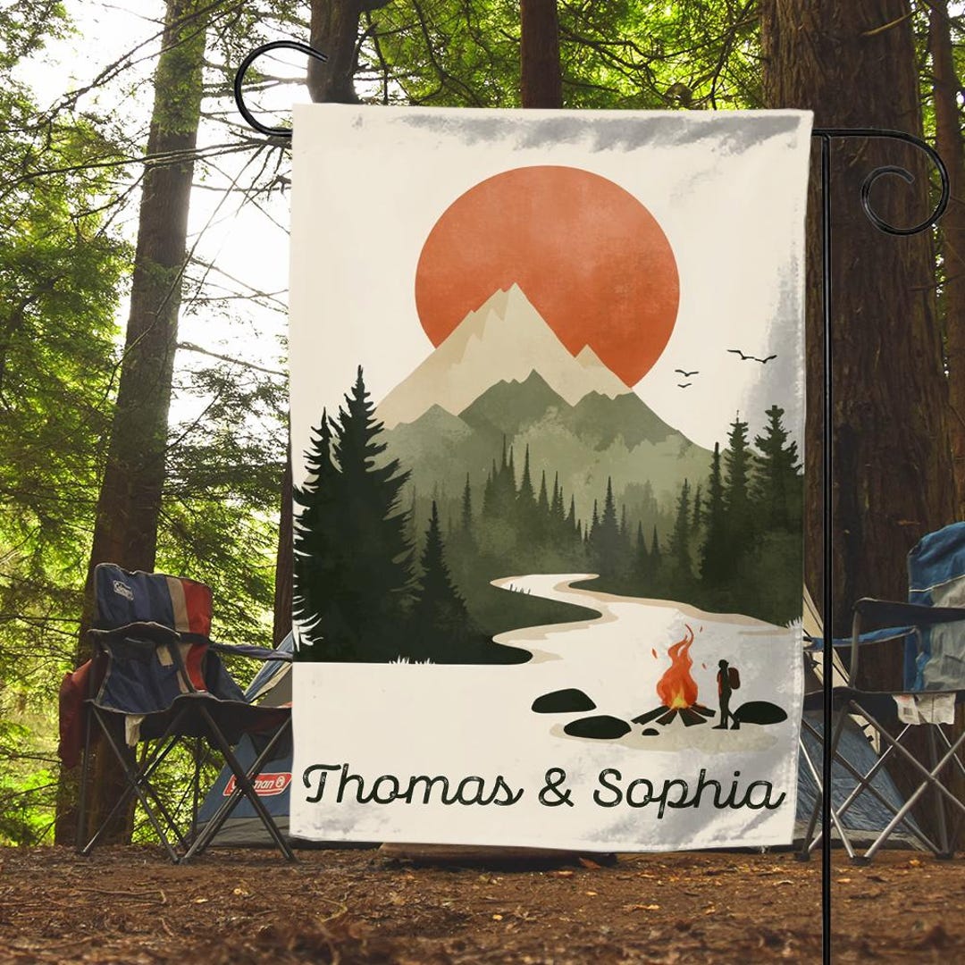 Personalized Camping Flag | Family Camper Yard Sign | Outdoor Adventure ...