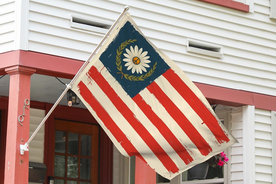Peace Sign US Flag House Flag, Peace Sign House Flag, Imagine All the ...