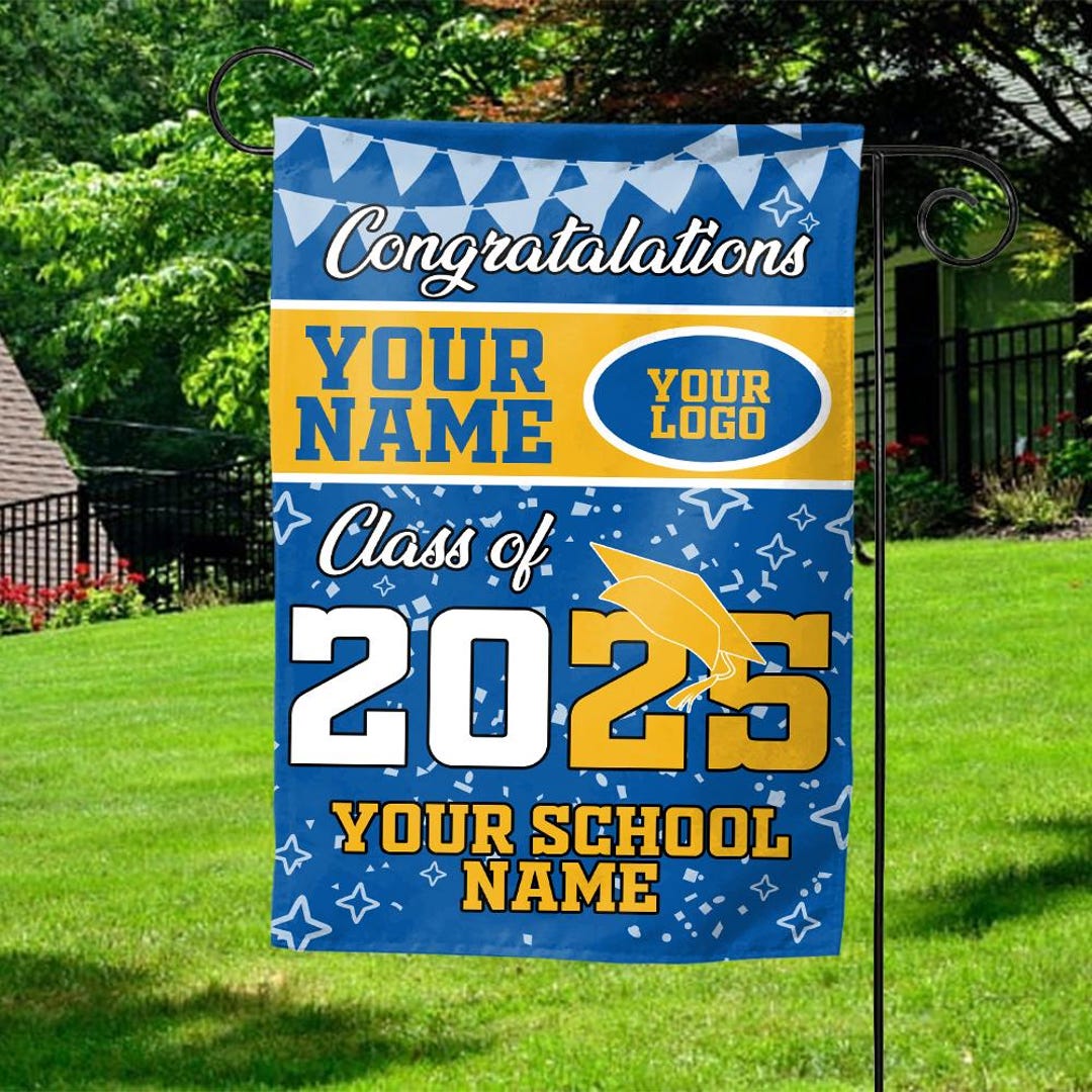 Personalized Graduation 2025 Flag, Logo-school Name Graduate Garden ...