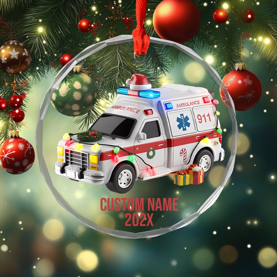 Personalized Paramedics Ambulance Ornament, Winter Scene Unique ...